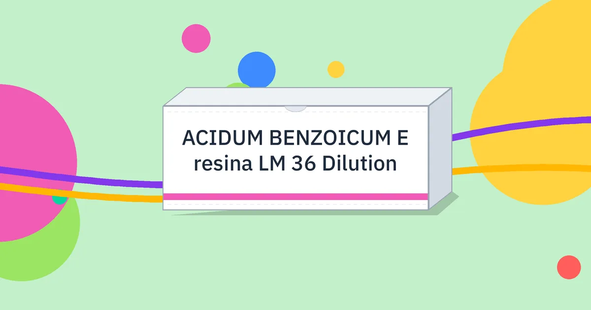 Symbolbild: Packung mit der Aufschrift ACIDUM BENZOICUM E resina LM 36 Dilution (PZN 16241869) – Verfügbarkeit und Bezug in Apotheken in Frankfurt am Main