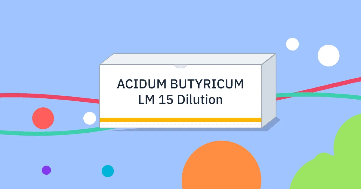 Symbolbild: Packung mit der Aufschrift ACIDUM BUTYRICUM LM 15 Dilution (PZN 13270712) – Verfügbarkeit und Bezug in Apotheken in Frankfurt am Main