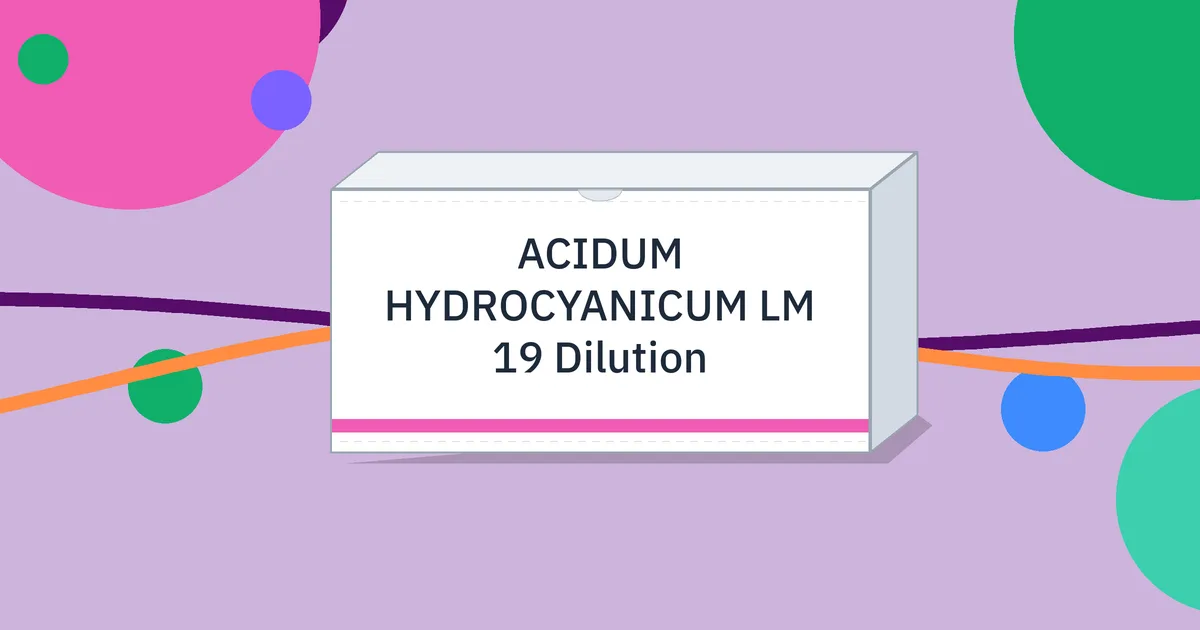 Symbolbild: Packung mit der Aufschrift ACIDUM HYDROCYANICUM LM 19 Dilution (PZN 13278470) – Verfügbarkeit und Bezug in Apotheken in Frankfurt am Main