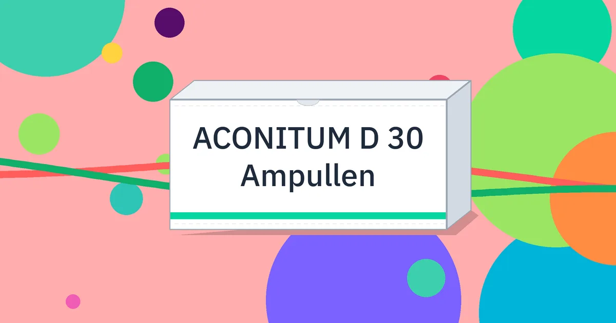 Symbolbild: Packung mit der Aufschrift ACONITUM D 30 Ampullen (PZN 11703880) – Verfügbarkeit und Bezug in Apotheken in Frankfurt am Main