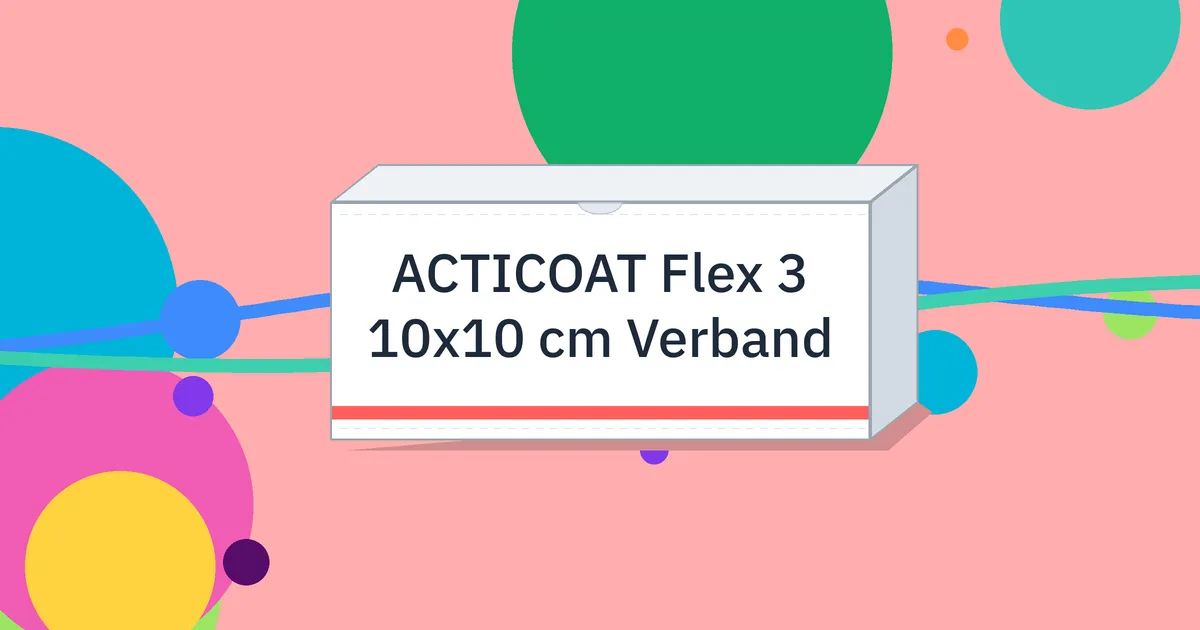 Symbolbild: Packung mit der Aufschrift ACTICOAT Flex 3 10x10 cm Verband (PZN 18051096) – Verfügbarkeit und Bezug in Apotheken in Frankfurt am Main