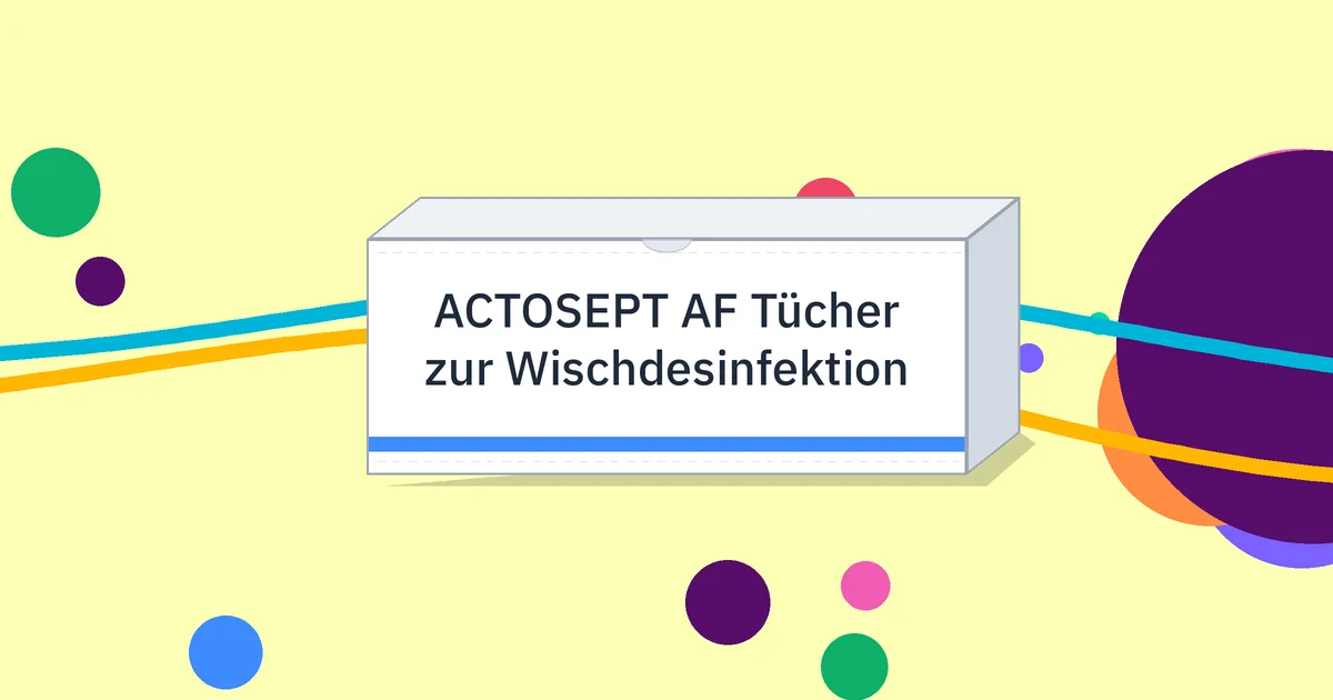 Symbolbild: Packung mit der Aufschrift ACTOSEPT AF Tücher zur Wischdesinfektion (PZN 09532187) – Verfügbarkeit und Bezug in Apotheken in Frankfurt am Main