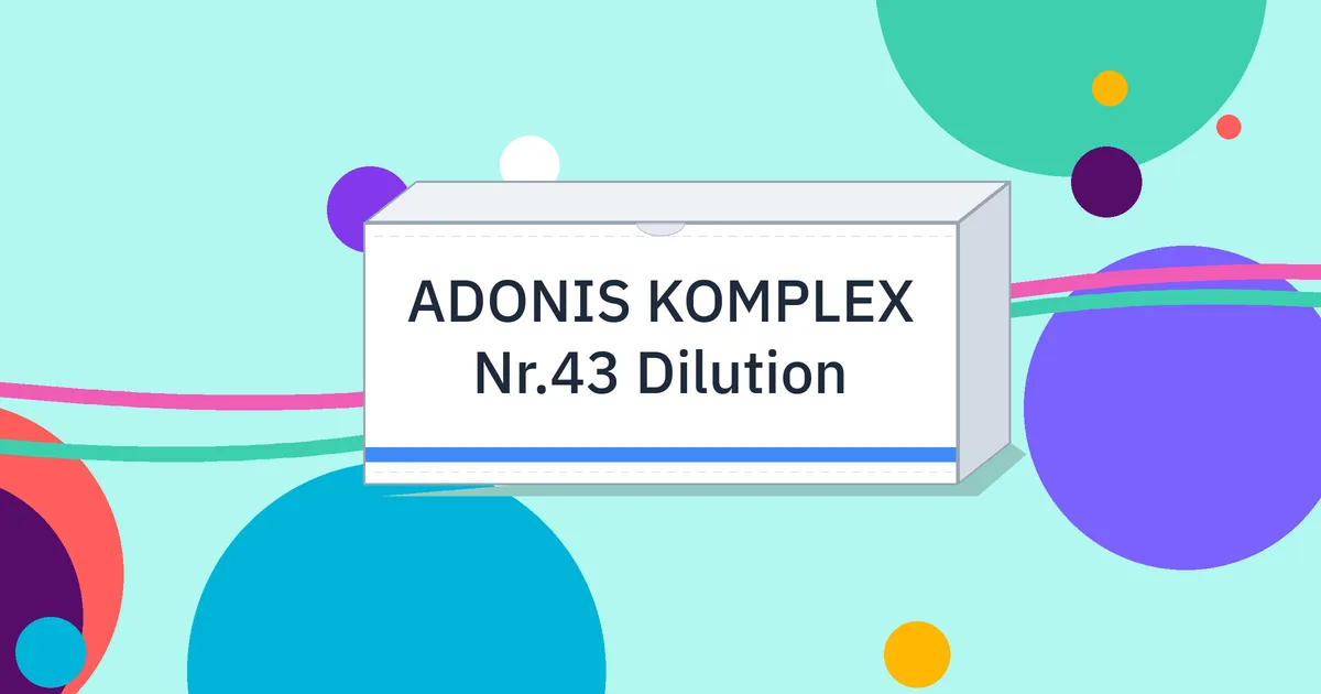 Symbolbild: Packung mit der Aufschrift ADONIS KOMPLEX Nr.43 Dilution (PZN 00015220) – Verfügbarkeit und Bezug in Apotheken in Frankfurt am Main
