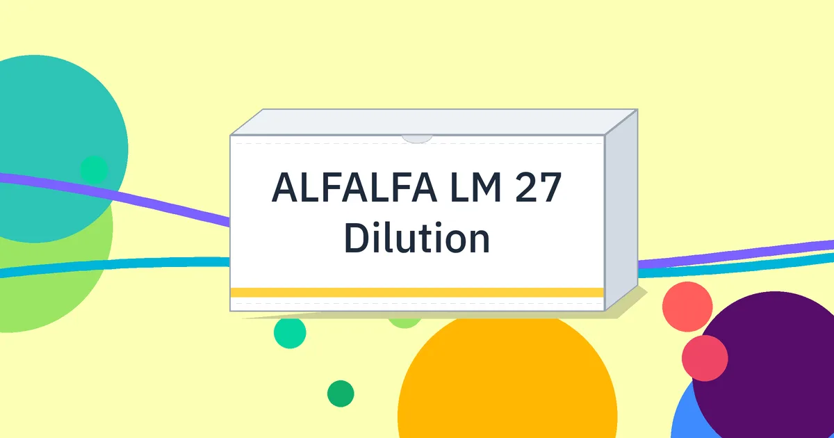 Symbolbild: Packung mit der Aufschrift ALFALFA LM 27 Dilution (PZN 13310328) – Verfügbarkeit und Bezug in Apotheken in Frankfurt am Main