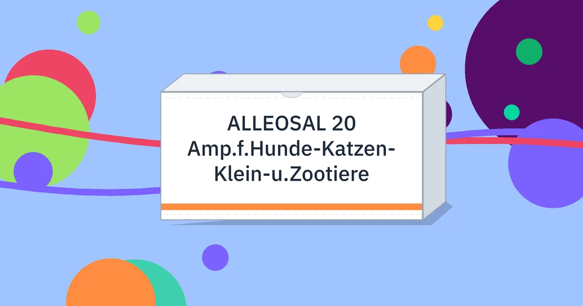 Symbolbild: Packung mit der Aufschrift ALLEOSAL 20 Amp.f.Hunde-Katzen-Klein-u.Zootiere (PZN 01838573) – Verfügbarkeit und Bezug in Apotheken in Frankfurt am Main