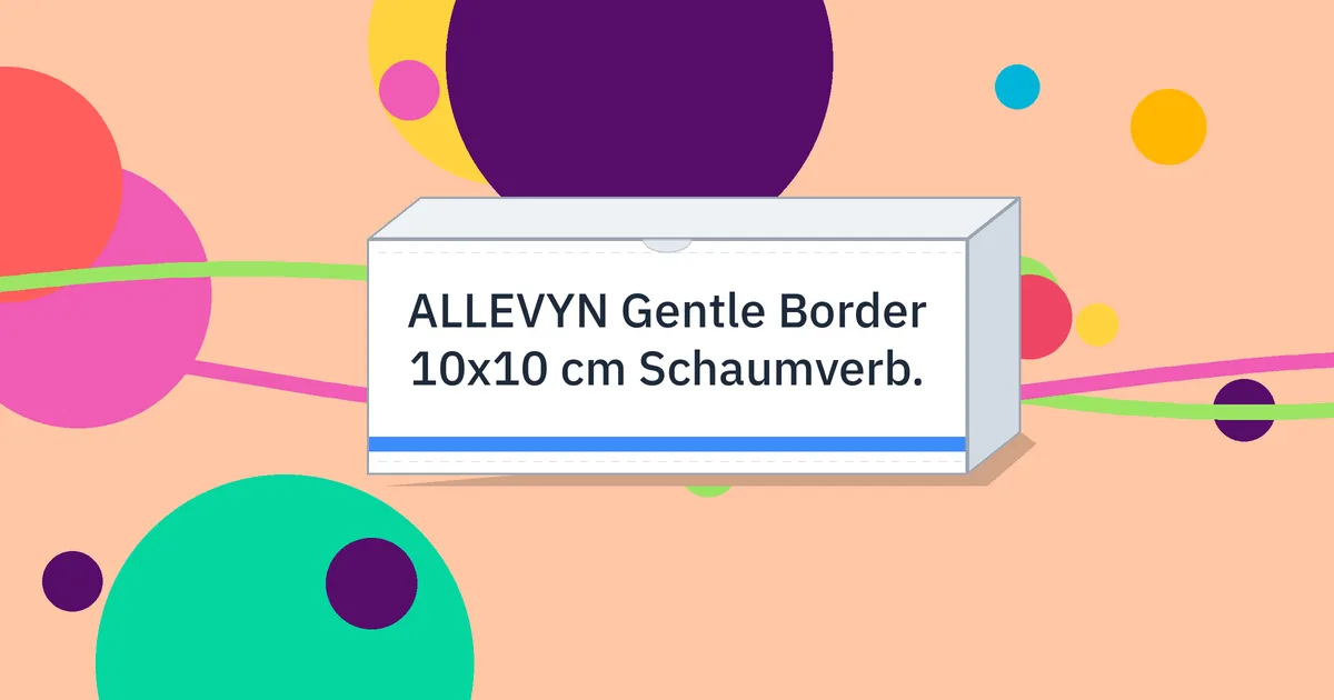 Symbolbild: Packung mit der Aufschrift ALLEVYN Gentle Border 10x10 cm Schaumverb. (PZN 18736374) – Verfügbarkeit und Bezug in Apotheken in Frankfurt am Main