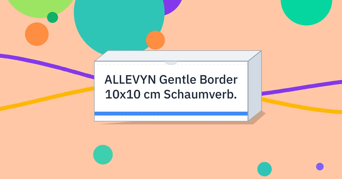 Symbolbild: Packung mit der Aufschrift ALLEVYN Gentle Border 10x10 cm Schaumverb. (PZN 20206689) – Verfügbarkeit und Bezug in Apotheken in Frankfurt am Main
