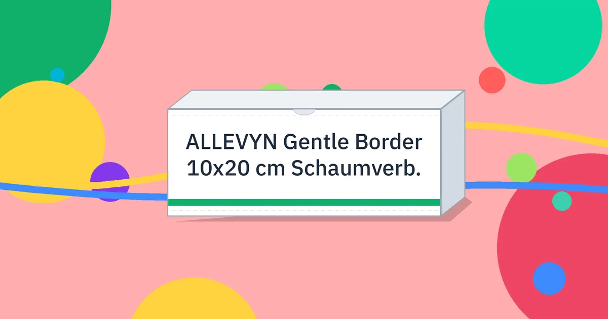 Symbolbild: Packung mit der Aufschrift ALLEVYN Gentle Border 10x20 cm Schaumverb. (PZN 02175554) – Verfügbarkeit und Bezug in Apotheken in Frankfurt am Main