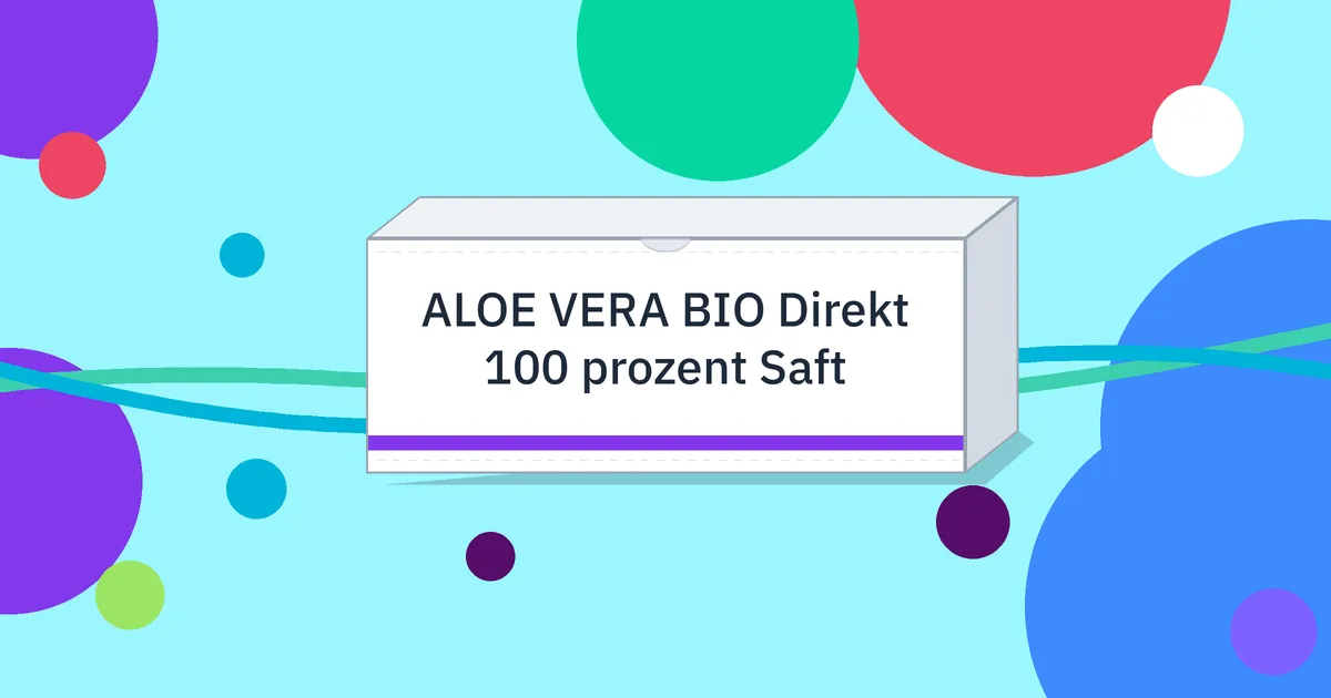 Symbolbild: Packung mit der Aufschrift ALOE VERA BIO Direkt 100 prozent Saft (PZN 13247535) – Verfügbarkeit und Bezug in Apotheken in Frankfurt am Main