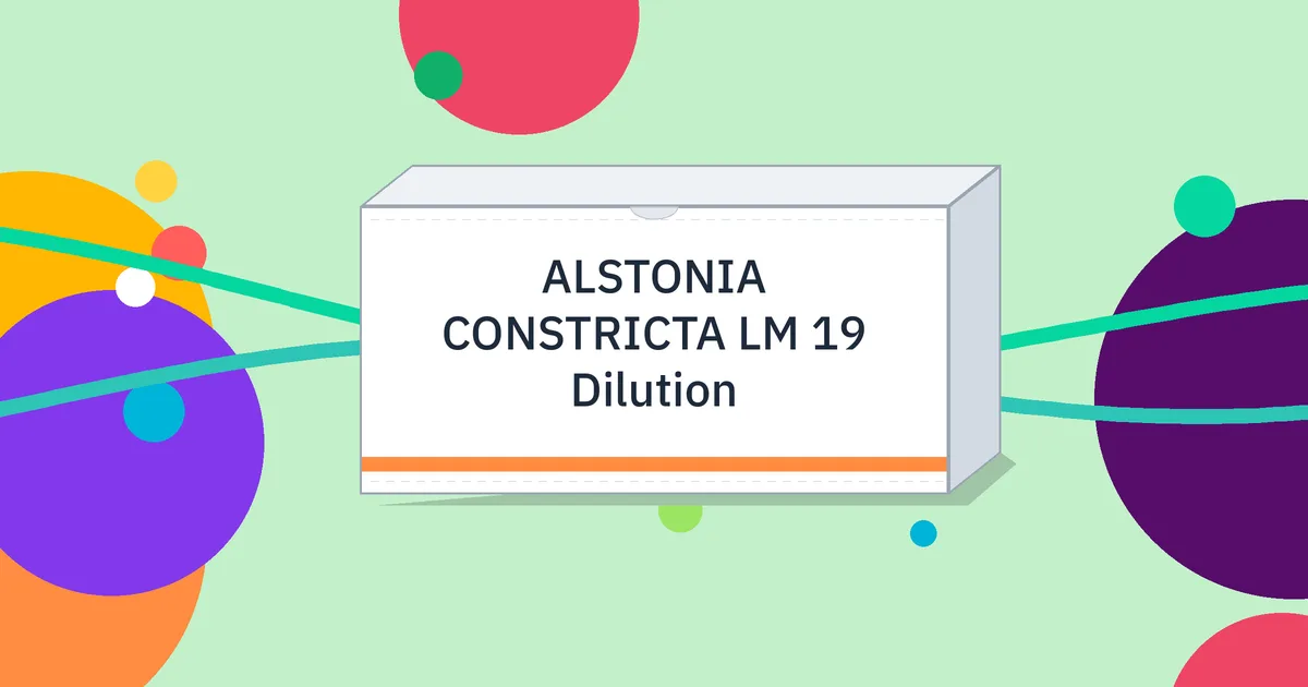 Symbolbild: Packung mit der Aufschrift ALSTONIA CONSTRICTA LM 19 Dilution (PZN 13314421) – Verfügbarkeit und Bezug in Apotheken in Frankfurt am Main