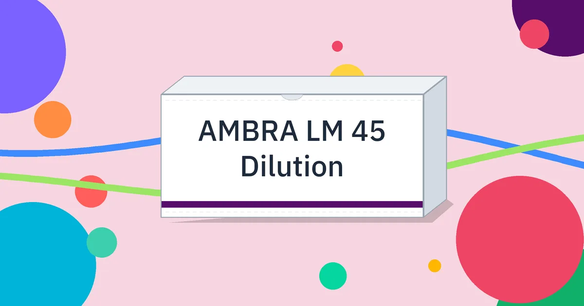 Symbolbild: Packung mit der Aufschrift AMBRA LM 45 Dilution (PZN 12760006) – Verfügbarkeit und Bezug in Apotheken in Frankfurt am Main
