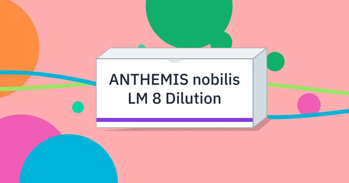 Symbolbild: Packung mit der Aufschrift ANTHEMIS nobilis LM 8 Dilution (PZN 12763312) – Verfügbarkeit und Bezug in Apotheken in Frankfurt am Main