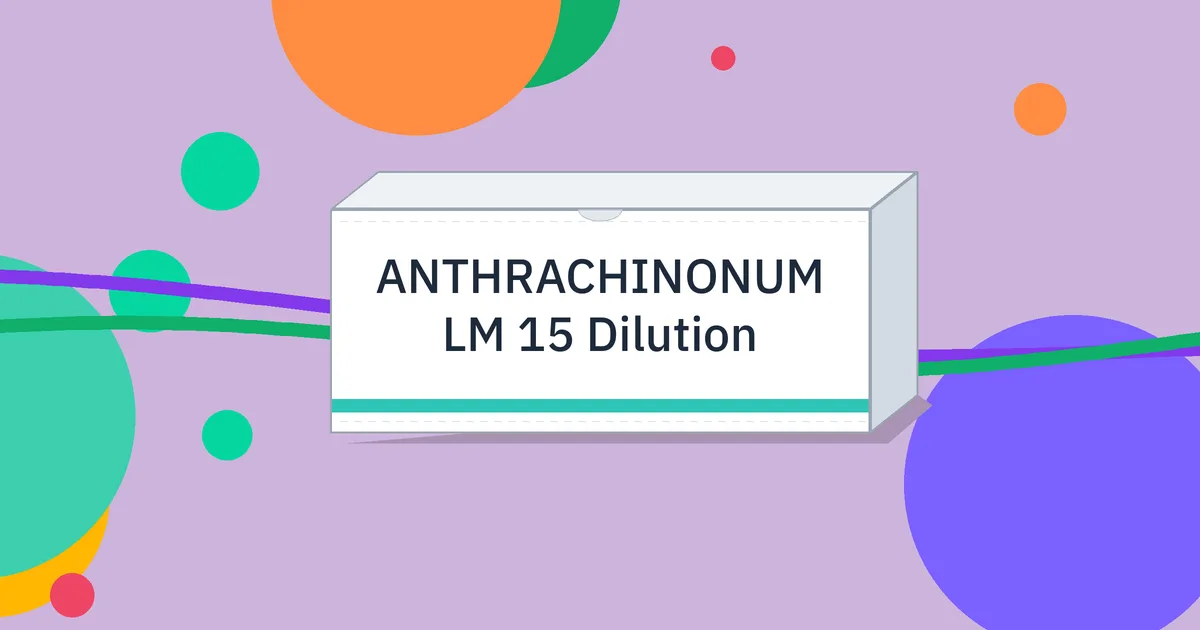 Symbolbild: Packung mit der Aufschrift ANTHRACHINONUM LM 15 Dilution (PZN 13370796) – Verfügbarkeit und Bezug in Apotheken in Frankfurt am Main