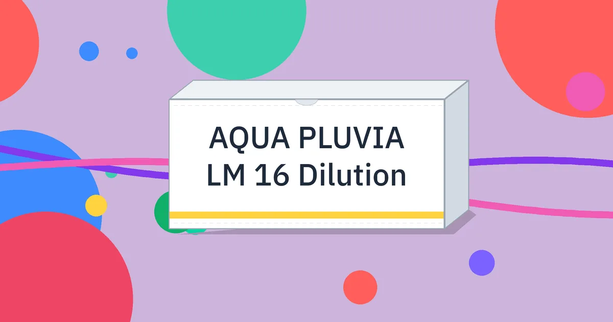 Symbolbild: Packung mit der Aufschrift AQUA PLUVIA LM 16 Dilution (PZN 12766003) – Verfügbarkeit und Bezug in Apotheken in Frankfurt am Main