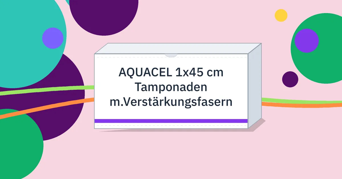 Symbolbild: Packung mit der Aufschrift AQUACEL 1x45 cm Tamponaden m.Verstärkungsfasern (PZN 17380834) – Verfügbarkeit und Bezug in Apotheken in Frankfurt am Main