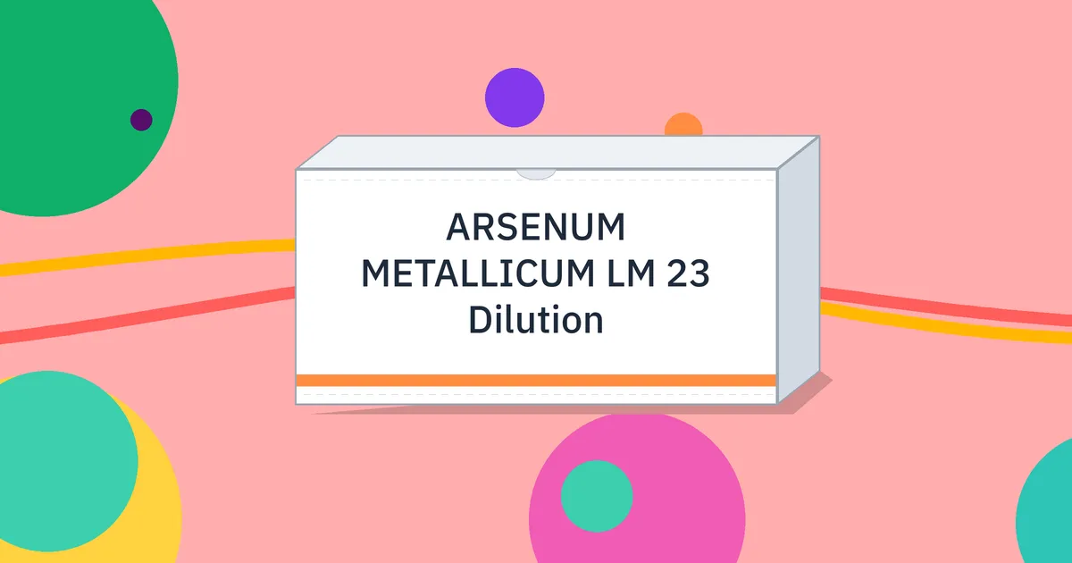Symbolbild: Packung mit der Aufschrift ARSENUM METALLICUM LM 23 Dilution (PZN 12779454) – Verfügbarkeit und Bezug in Apotheken in Frankfurt am Main