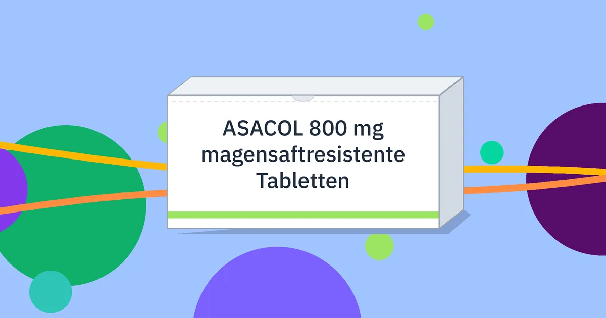Symbolbild: Packung mit der Aufschrift ASACOL 800 mg magensaftresistente Tabletten (PZN 11223186) – Verfügbarkeit und Bezug in Apotheken in Frankfurt am Main