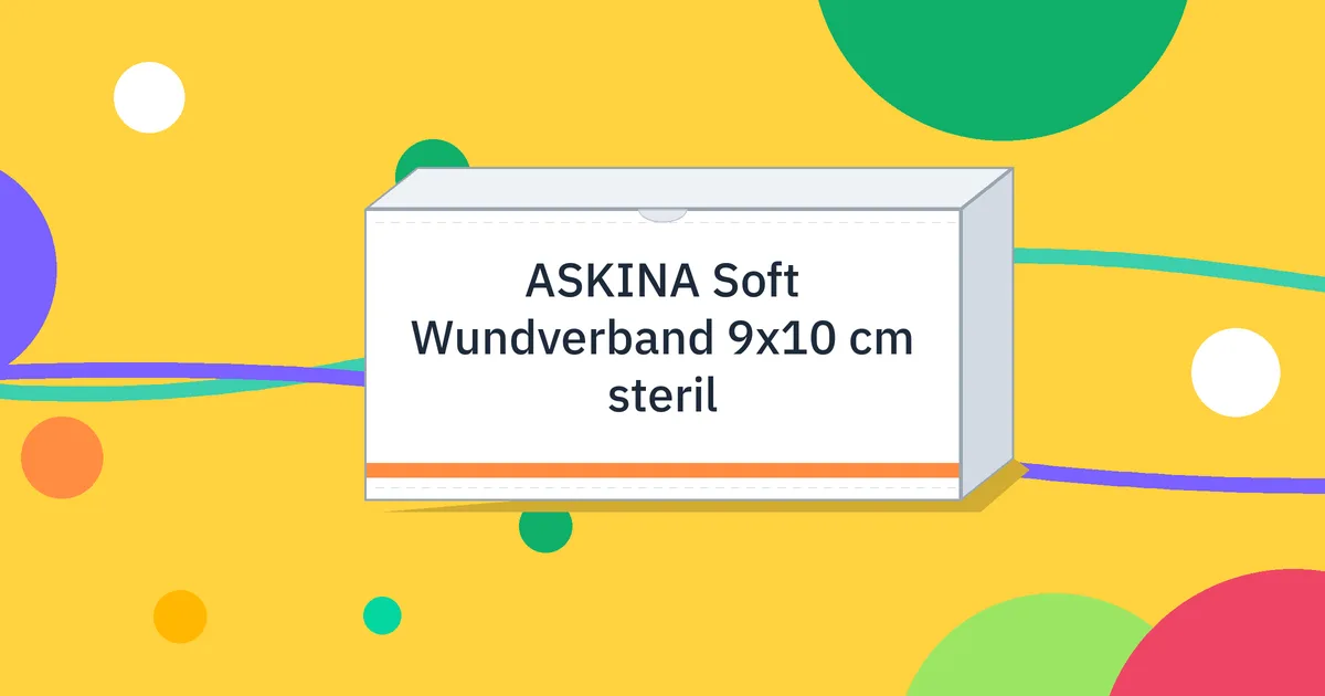 Symbolbild: Packung mit der Aufschrift ASKINA Soft Wundverband 9x10 cm steril (PZN 12892400) – Verfügbarkeit und Bezug in Apotheken in Frankfurt am Main