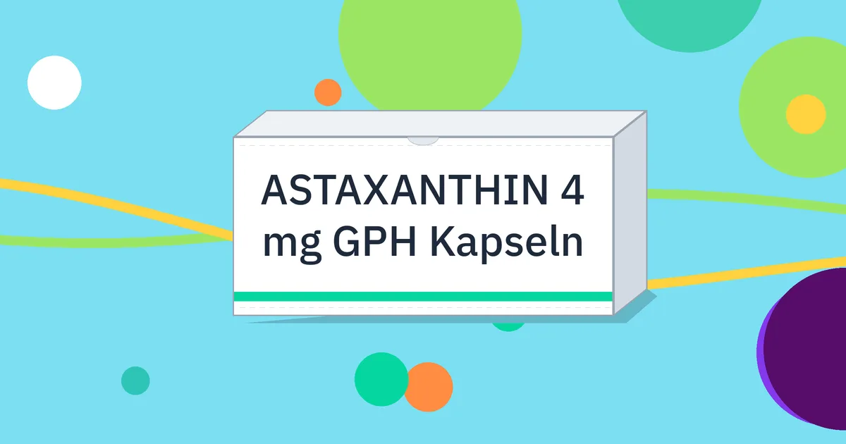 Symbolbild: Packung mit der Aufschrift ASTAXANTHIN 4 mg GPH Kapseln (PZN 04699356) – Verfügbarkeit und Bezug in Apotheken in Frankfurt am Main