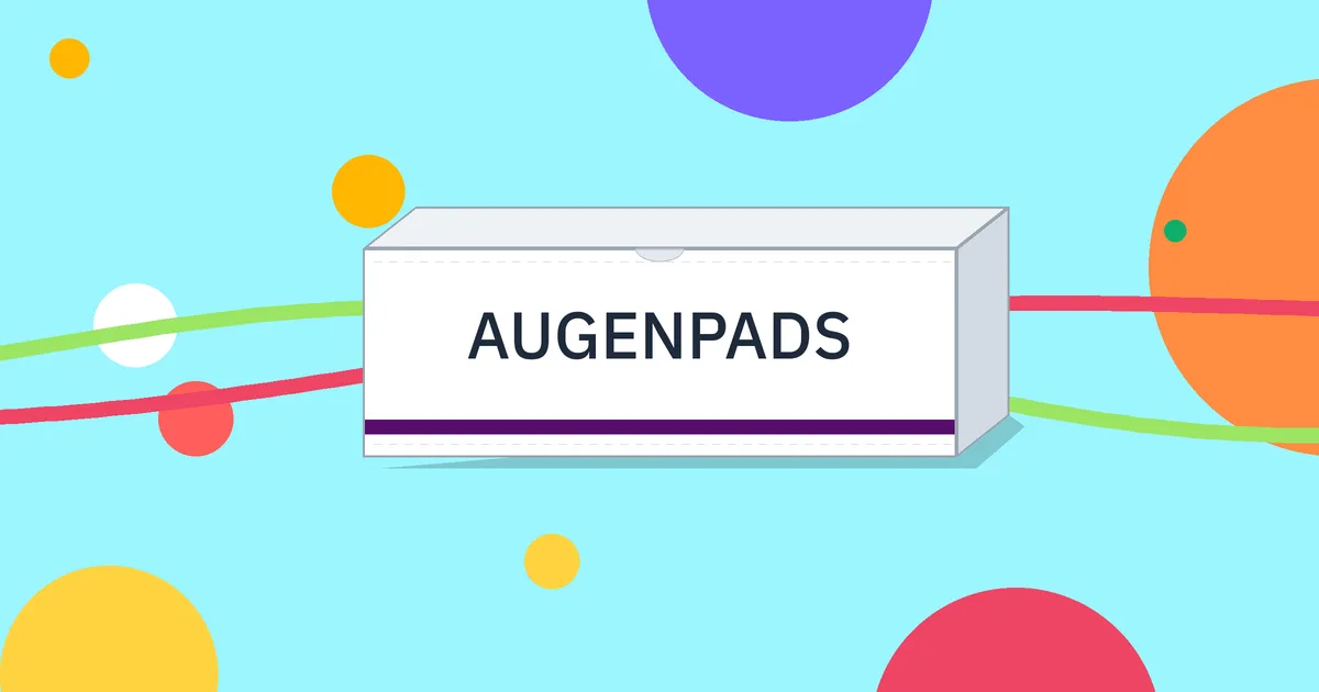 Symbolbild: Packung mit der Aufschrift AUGENPADS (PZN 20166381) – Verfügbarkeit und Bezug in Apotheken in Frankfurt am Main