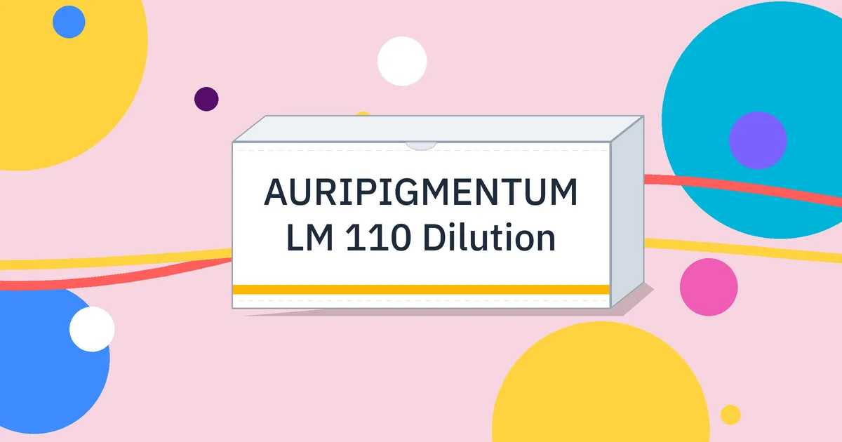 Symbolbild: Packung mit der Aufschrift AURIPIGMENTUM LM 110 Dilution (PZN 12783237) – Verfügbarkeit und Bezug in Apotheken in Frankfurt am Main
