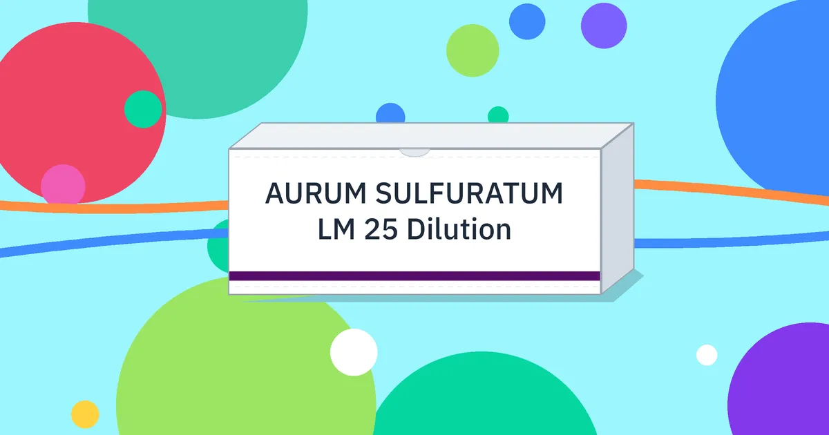 Symbolbild: Packung mit der Aufschrift AURUM SULFURATUM LM 25 Dilution (PZN 12786431) – Verfügbarkeit und Bezug in Apotheken in Frankfurt am Main