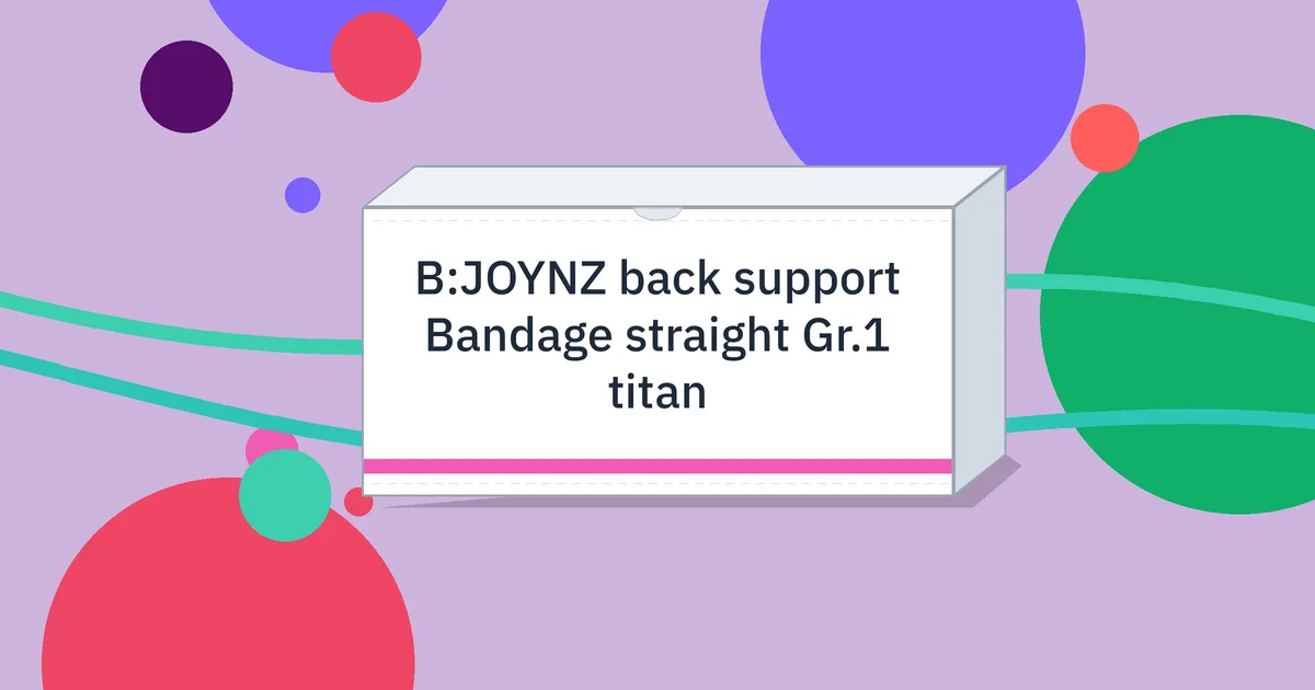 Symbolbild: Packung mit der Aufschrift B:JOYNZ back support Bandage straight Gr.1 titan (PZN 20521758) – Verfügbarkeit und Bezug in Apotheken in Frankfurt am Main