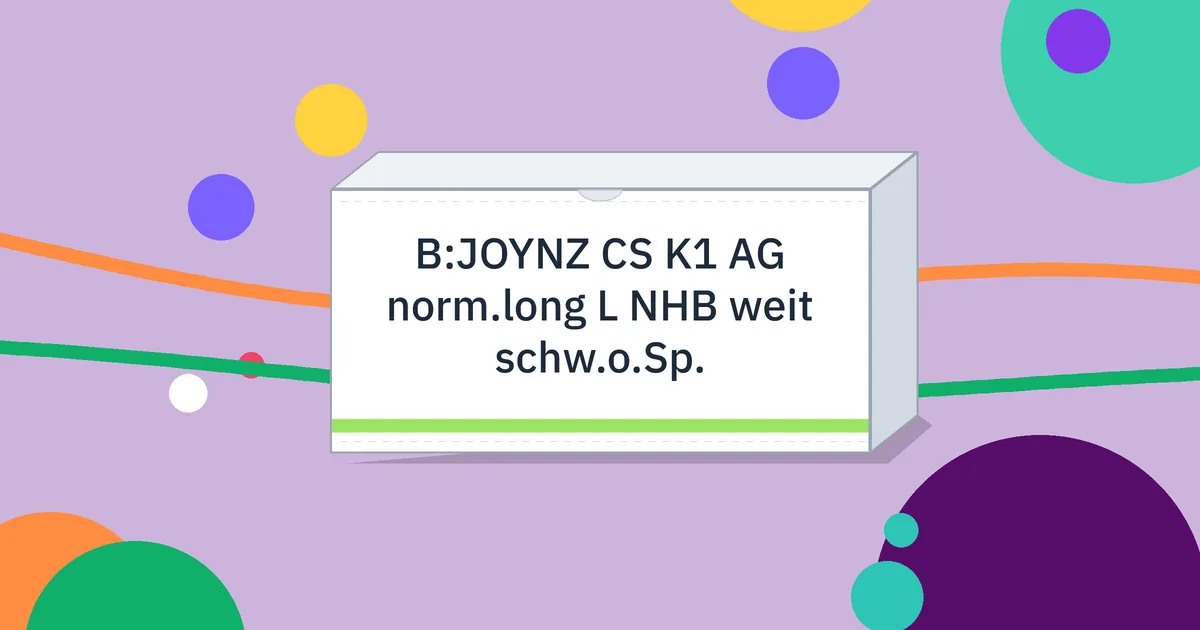 Symbolbild: Packung mit der Aufschrift B:JOYNZ CS K1 AG norm.long L NHB weit schw.o.Sp. (PZN 20532609) – Verfügbarkeit und Bezug in Apotheken in Frankfurt am Main