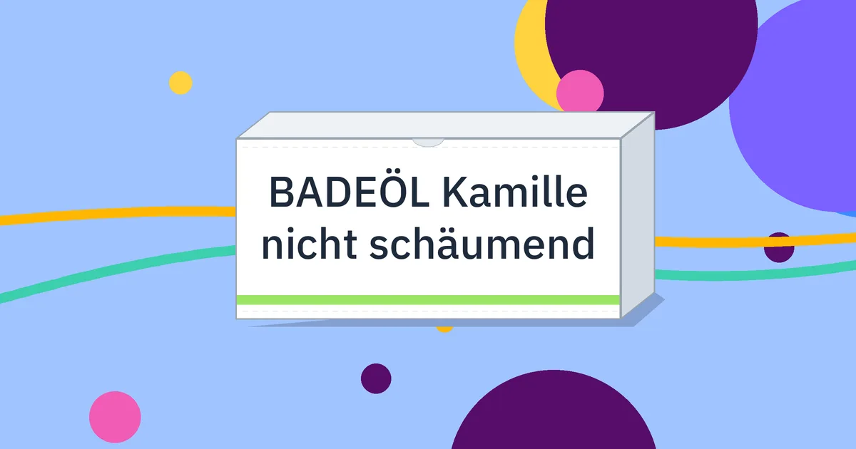 Symbolbild: Packung mit der Aufschrift BADEÖL Kamille nicht schäumend (PZN 18212783) – Verfügbarkeit und Bezug in Apotheken in Frankfurt am Main