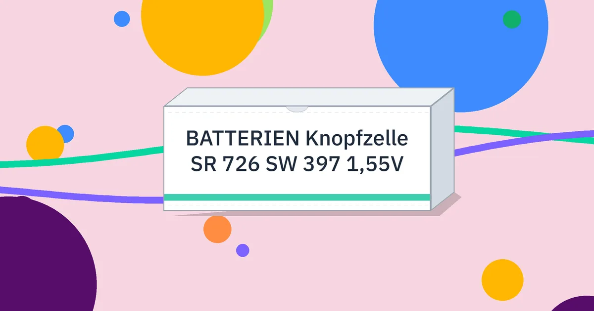 Symbolbild: Packung mit der Aufschrift BATTERIEN Knopfzelle SR 726 SW 397 1,55V (PZN 01354906) – Verfügbarkeit und Bezug in Apotheken in Frankfurt am Main