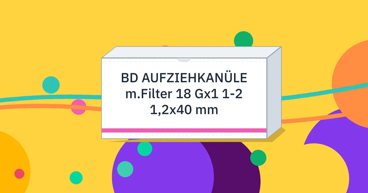 Symbolbild: Packung mit der Aufschrift BD AUFZIEHKANÜLE m.Filter 18 Gx1 1-2 1,2x40 mm (PZN 04856235) – Verfügbarkeit und Bezug in Apotheken in Frankfurt am Main