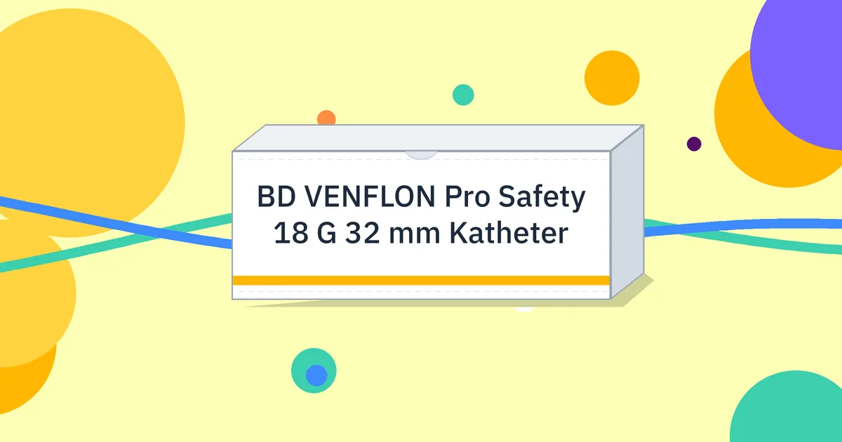 Symbolbild: Packung mit der Aufschrift BD VENFLON Pro Safety 18 G 32 mm Katheter (PZN 07558774) – Verfügbarkeit und Bezug in Apotheken in Frankfurt am Main