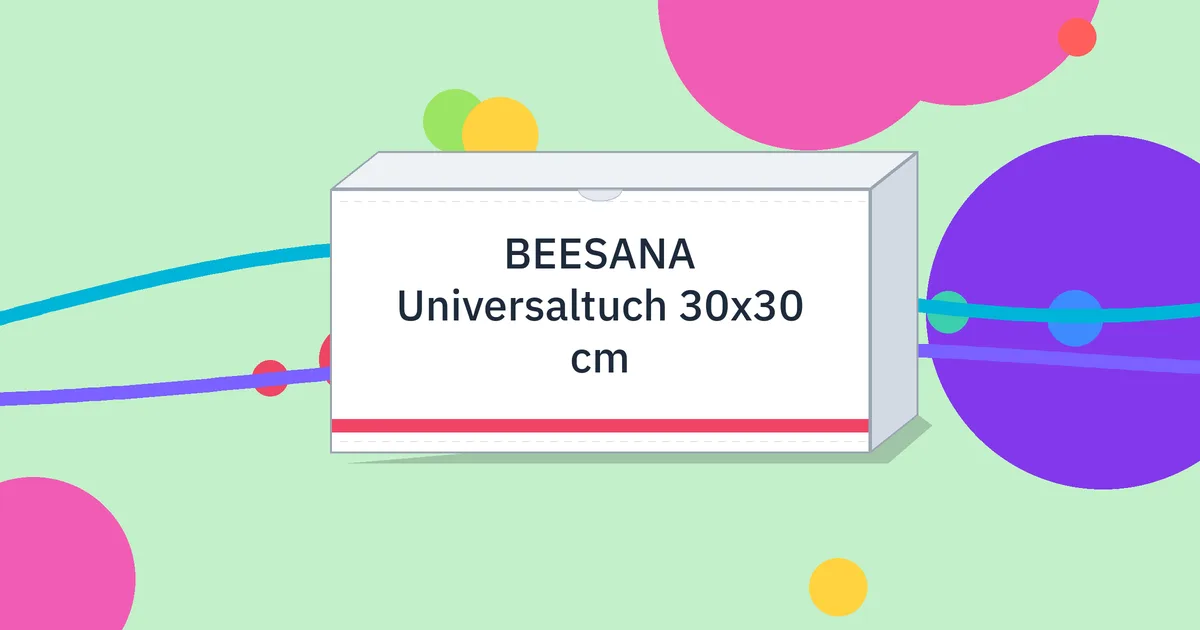 Symbolbild: Packung mit der Aufschrift BEESANA Universaltuch 30x30 cm (PZN 04355415) – Verfügbarkeit und Bezug in Apotheken in Frankfurt am Main