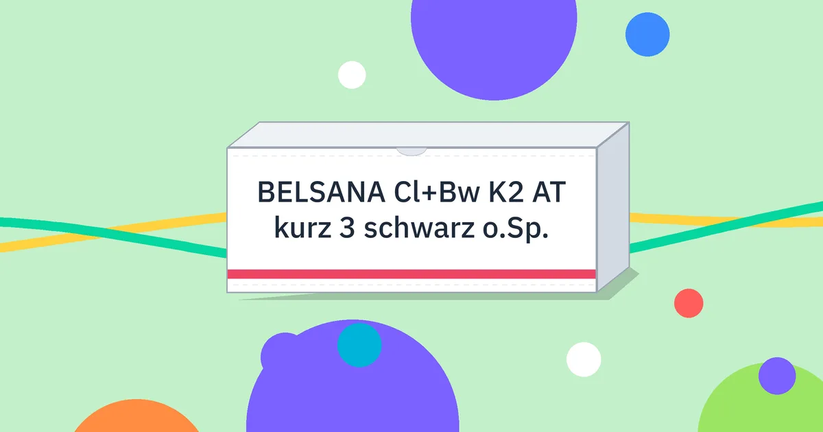 Symbolbild: Packung mit der Aufschrift BELSANA Cl+Bw K2 AT kurz 3 schwarz o.Sp. (PZN 12249526) – Verfügbarkeit und Bezug in Apotheken in Frankfurt am Main