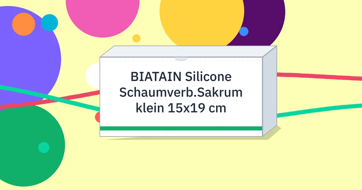 Symbolbild: Packung mit der Aufschrift BIATAIN Silicone Schaumverb.Sakrum klein 15x19 cm (PZN 14278733) – Verfügbarkeit und Bezug in Apotheken in Frankfurt am Main