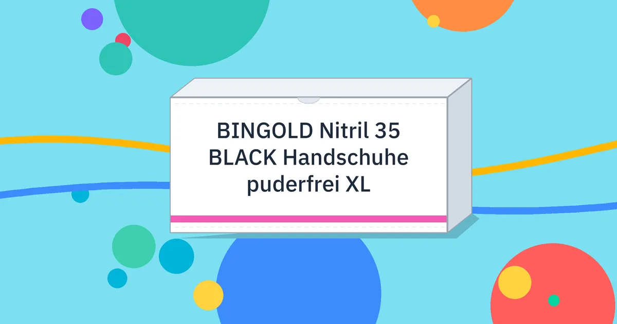 Symbolbild: Packung mit der Aufschrift BINGOLD Nitril 35 BLACK Handschuhe puderfrei XL (PZN 13542317) – Verfügbarkeit und Bezug in Apotheken in Frankfurt am Main