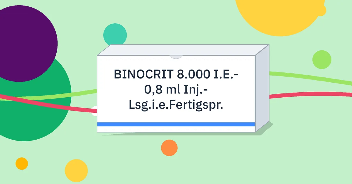 Symbolbild: Packung mit der Aufschrift BINOCRIT 8.000 I.E.-0,8 ml Inj.-Lsg.i.e.Fertigspr. (PZN 17635984) – Verfügbarkeit und Bezug in Apotheken in Frankfurt am Main