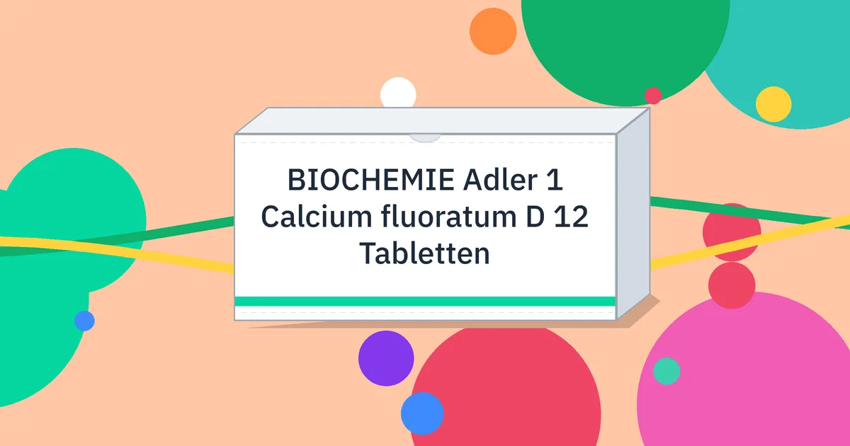 Symbolbild: Packung mit der Aufschrift BIOCHEMIE Adler 1 Calcium fluoratum D 12 Tabletten (PZN 00833154) – Verfügbarkeit und Bezug in Apotheken in Frankfurt am Main