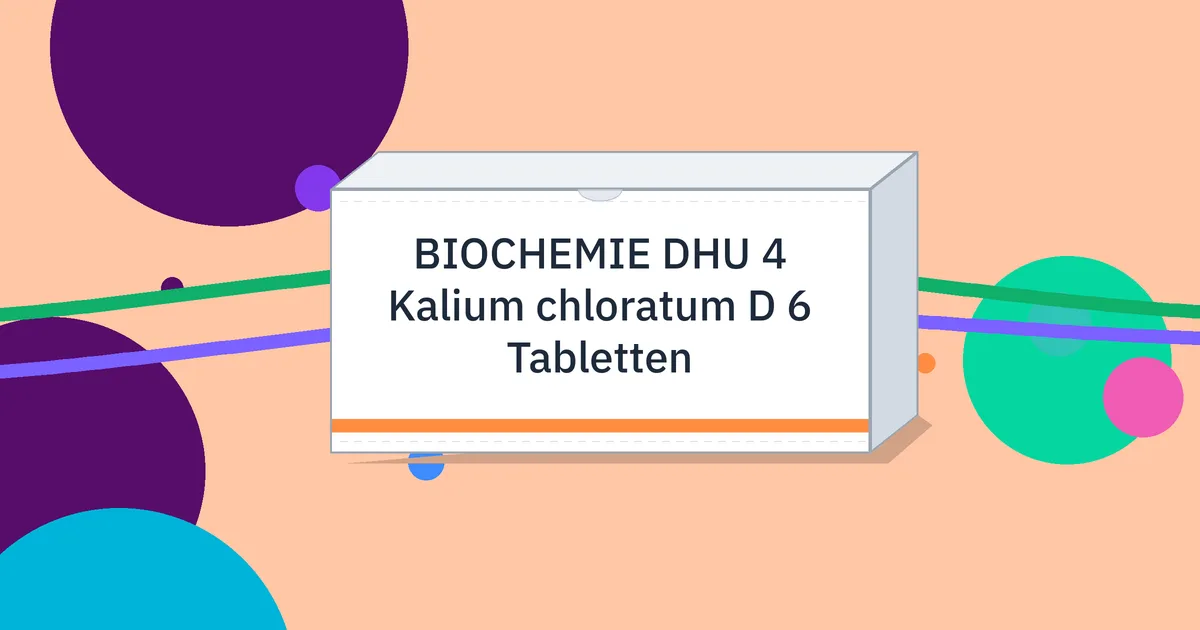 Symbolbild: Packung mit der Aufschrift BIOCHEMIE DHU 4 Kalium chloratum D 6 Tabletten (PZN 18182579) – Verfügbarkeit und Bezug in Apotheken in Frankfurt am Main