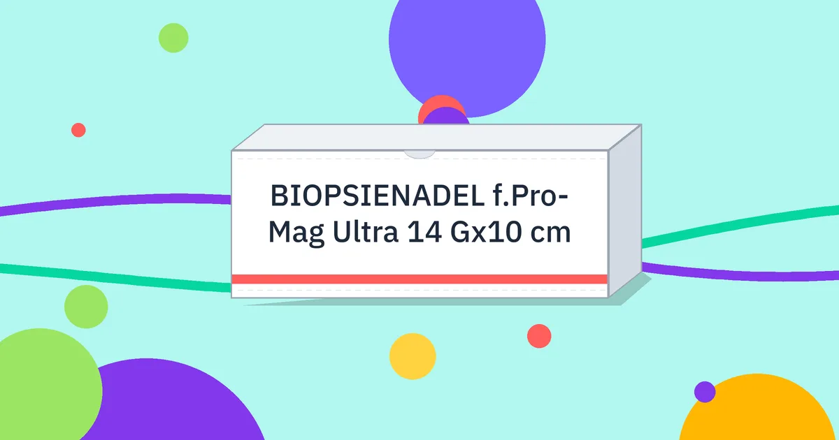 Symbolbild: Packung mit der Aufschrift BIOPSIENADEL f.Pro-Mag Ultra 14 Gx10 cm (PZN 07566667) – Verfügbarkeit und Bezug in Apotheken in Frankfurt am Main