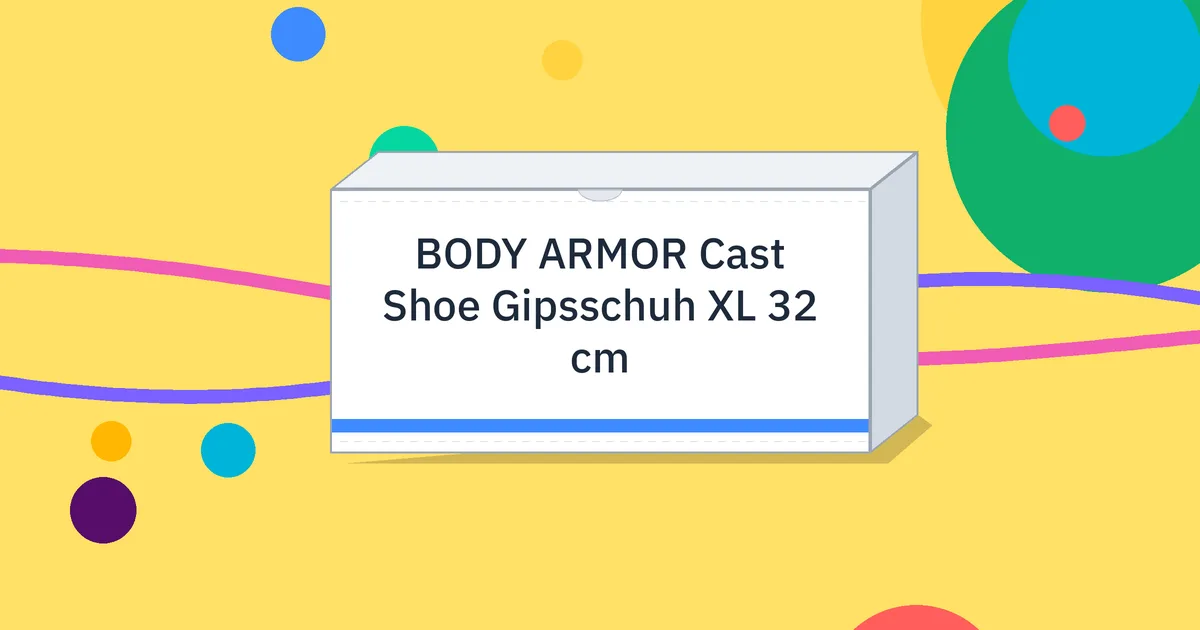 Symbolbild: Packung mit der Aufschrift BODY ARMOR Cast Shoe Gipsschuh XL 32 cm (PZN 16630364) – Verfügbarkeit und Bezug in Apotheken in Frankfurt am Main