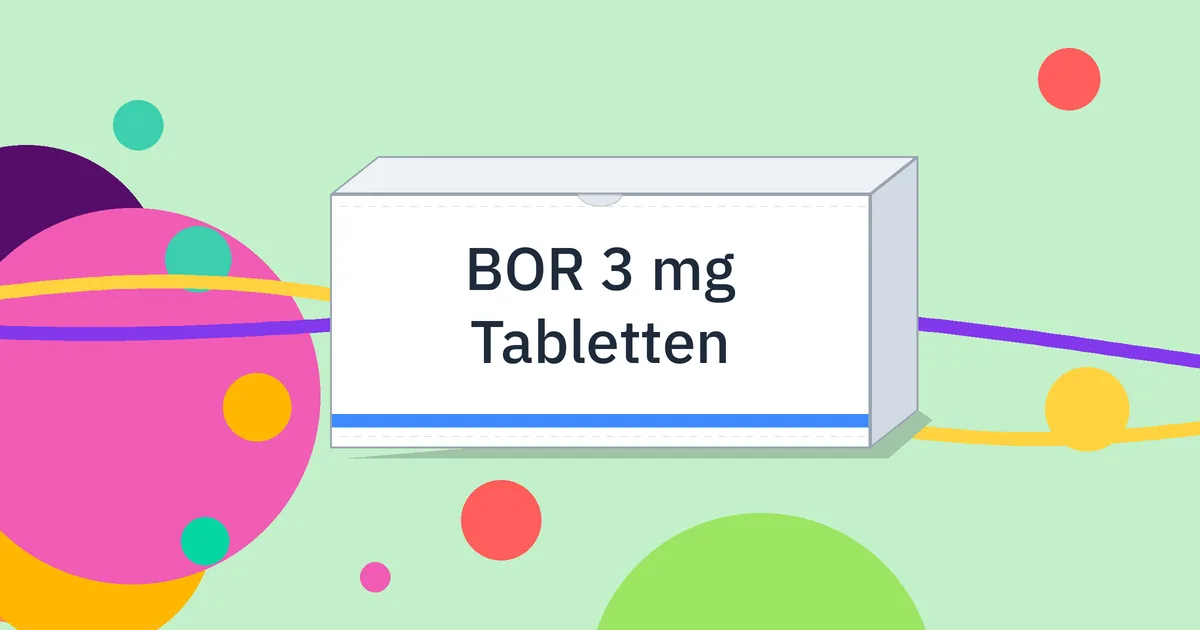 Symbolbild: Packung mit der Aufschrift BOR 3 mg Tabletten (PZN 20634652) – Verfügbarkeit und Bezug in Apotheken in Frankfurt am Main