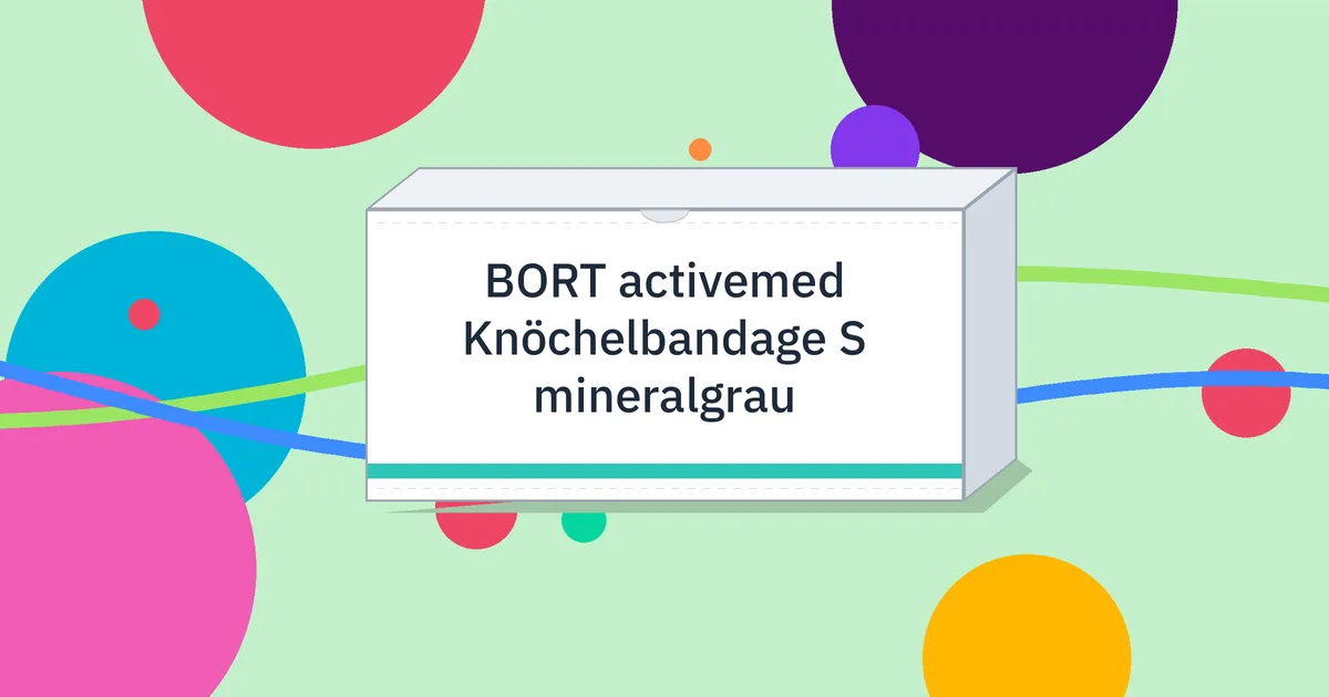 Symbolbild: Packung mit der Aufschrift BORT activemed Knöchelbandage S mineralgrau (PZN 15256403) – Verfügbarkeit und Bezug in Apotheken in Frankfurt am Main