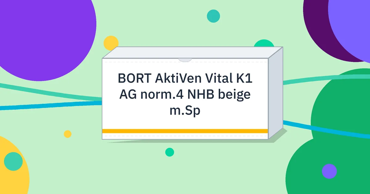 Symbolbild: Packung mit der Aufschrift BORT AktiVen Vital K1 AG norm.4 NHB beige m.Sp (PZN 13731099) – Verfügbarkeit und Bezug in Apotheken in Frankfurt am Main
