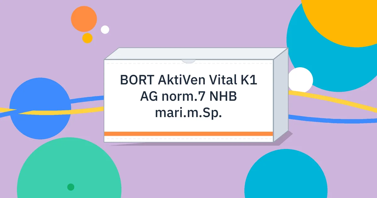 Symbolbild: Packung mit der Aufschrift BORT AktiVen Vital K1 AG norm.7 NHB mari.m.Sp. (PZN 13732472) – Verfügbarkeit und Bezug in Apotheken in Frankfurt am Main