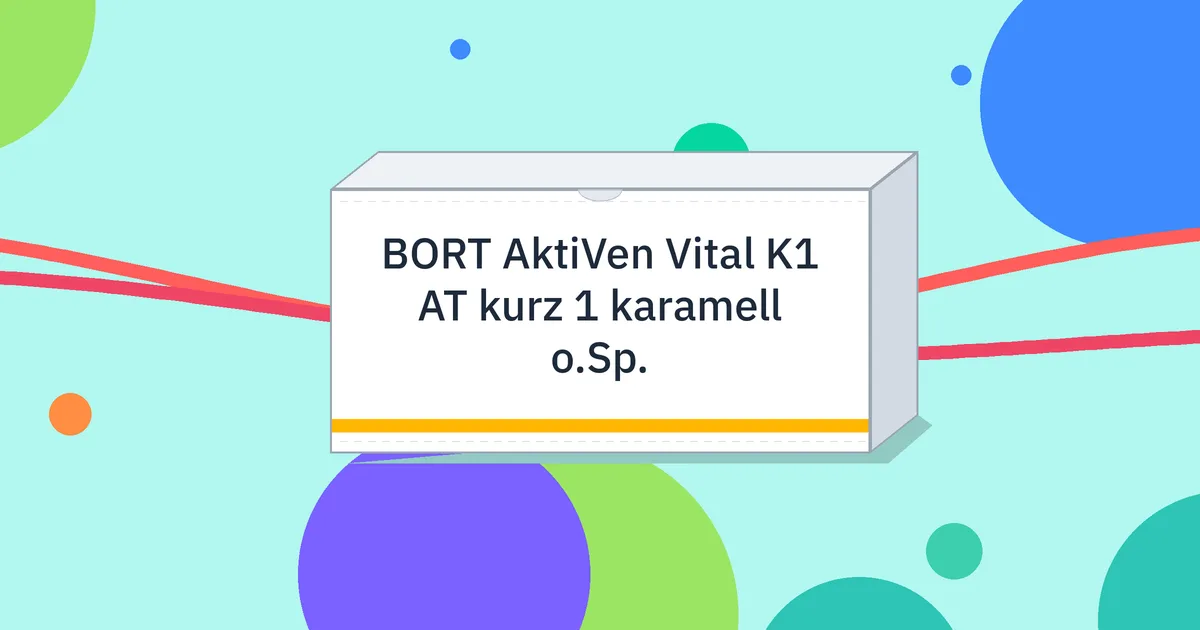 Symbolbild: Packung mit der Aufschrift BORT AktiVen Vital K1 AT kurz 1 karamell o.Sp. (PZN 13736978) – Verfügbarkeit und Bezug in Apotheken in Frankfurt am Main