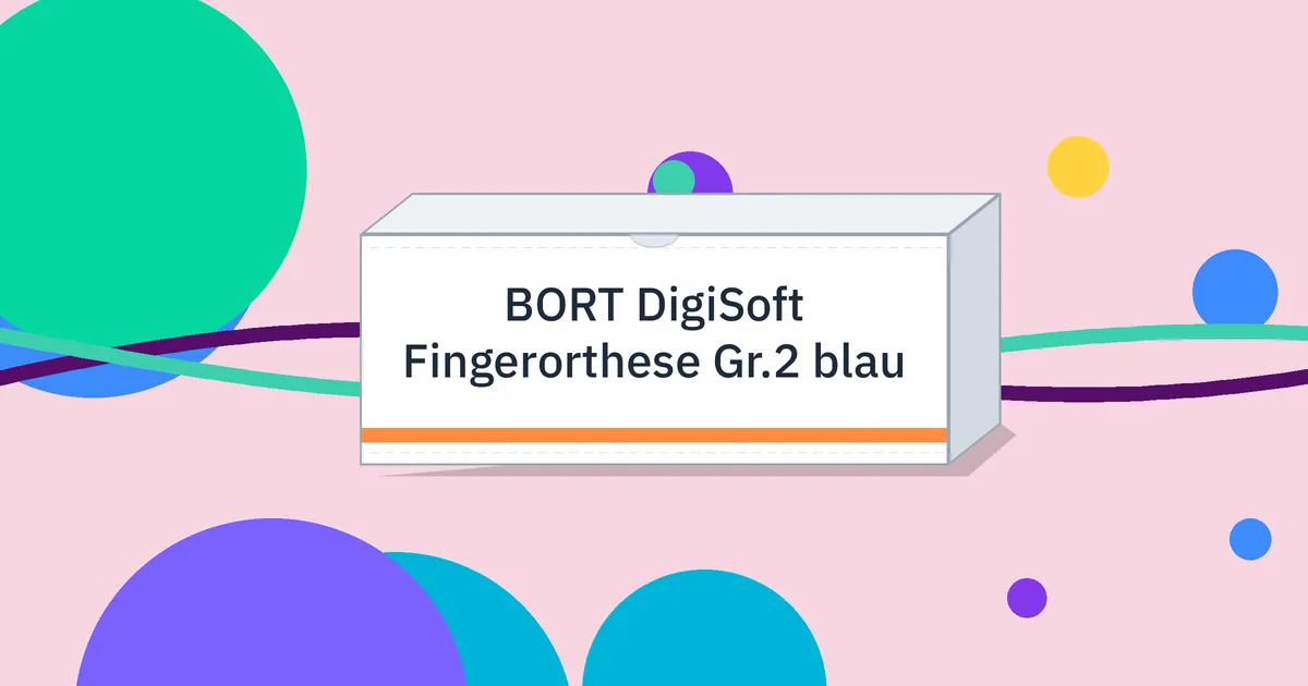 Symbolbild: Packung mit der Aufschrift BORT DigiSoft Fingerorthese Gr.2 blau (PZN 00944988) – Verfügbarkeit und Bezug in Apotheken in Frankfurt am Main