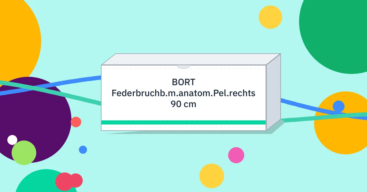 Symbolbild: Packung mit der Aufschrift BORT Federbruchb.m.anatom.Pel.rechts 90 cm (PZN 07195283) – Verfügbarkeit und Bezug in Apotheken in Frankfurt am Main