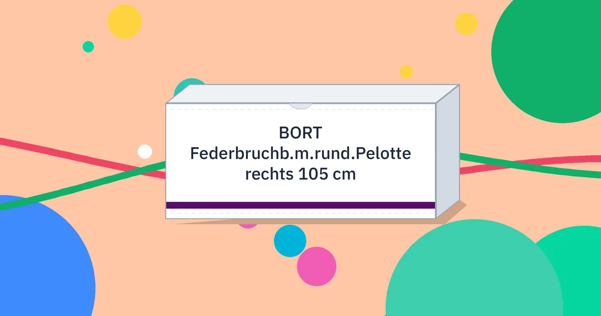 Symbolbild: Packung mit der Aufschrift BORT Federbruchb.m.rund.Pelotte rechts 105 cm (PZN 07195171) – Verfügbarkeit und Bezug in Apotheken in Frankfurt am Main