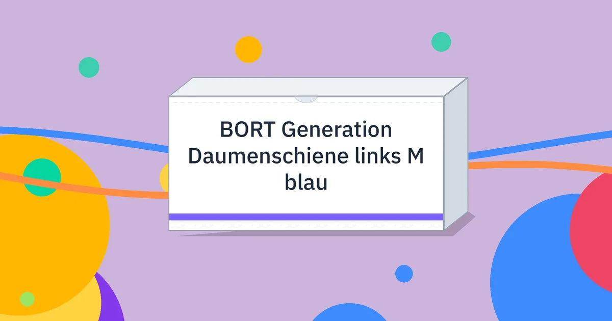 Symbolbild: Packung mit der Aufschrift BORT Generation Daumenschiene links M blau (PZN 11581537) – Verfügbarkeit und Bezug in Apotheken in Frankfurt am Main